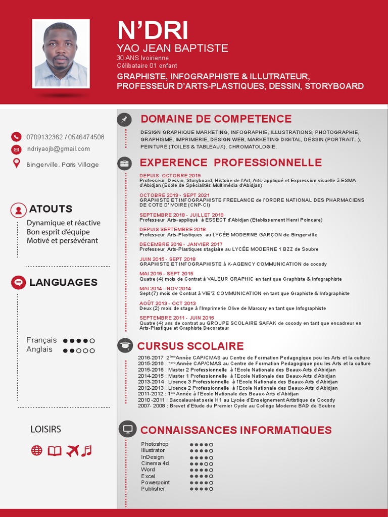 CV N'dri Yao Jean Baptiste | PDF | Graphisme | Conception