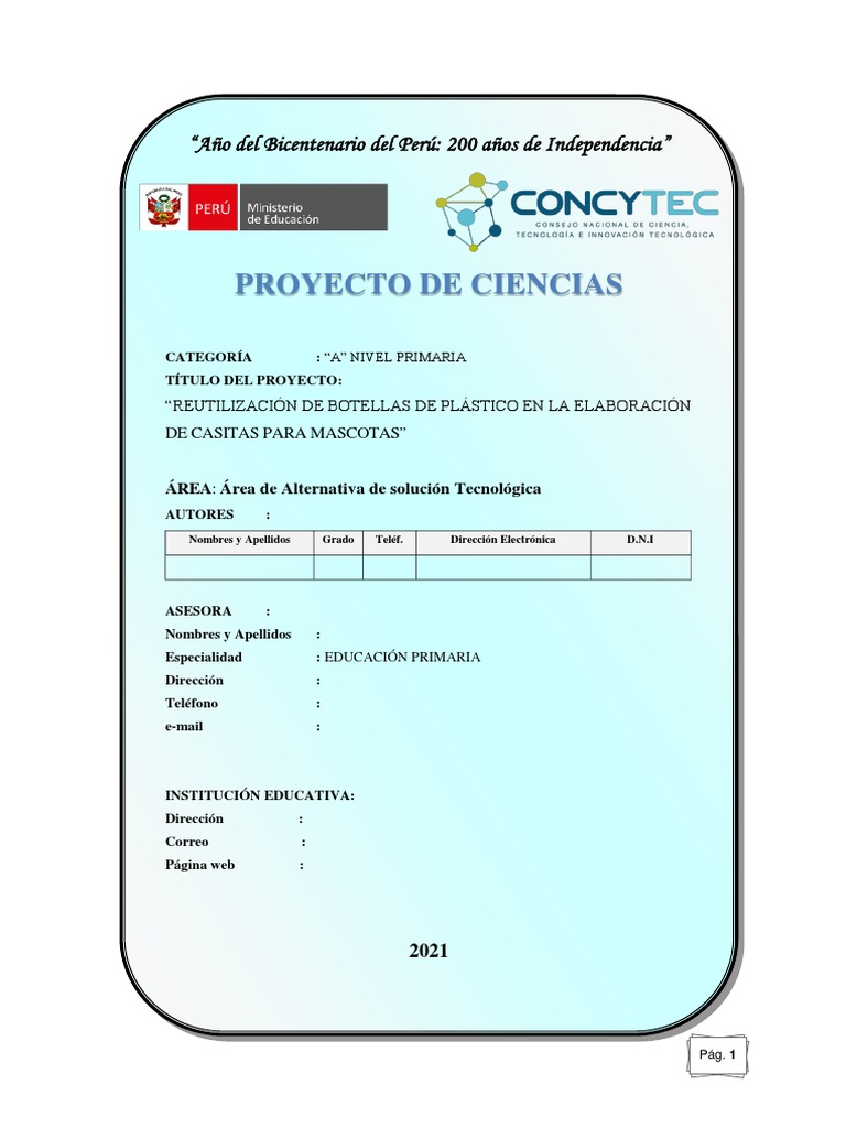 Ejemplo Informe Proyecto Feria Ciencias Alternativa de Solución Tecnológica | PDF | Reciclaje ...