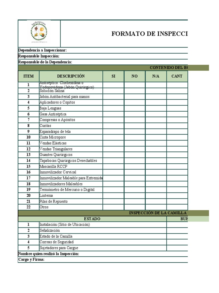Formato de Inspección de Botiquín | PDF