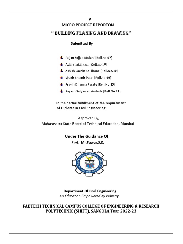 " Building Planing and Drawing": A Micro Project Report On | PDF ...