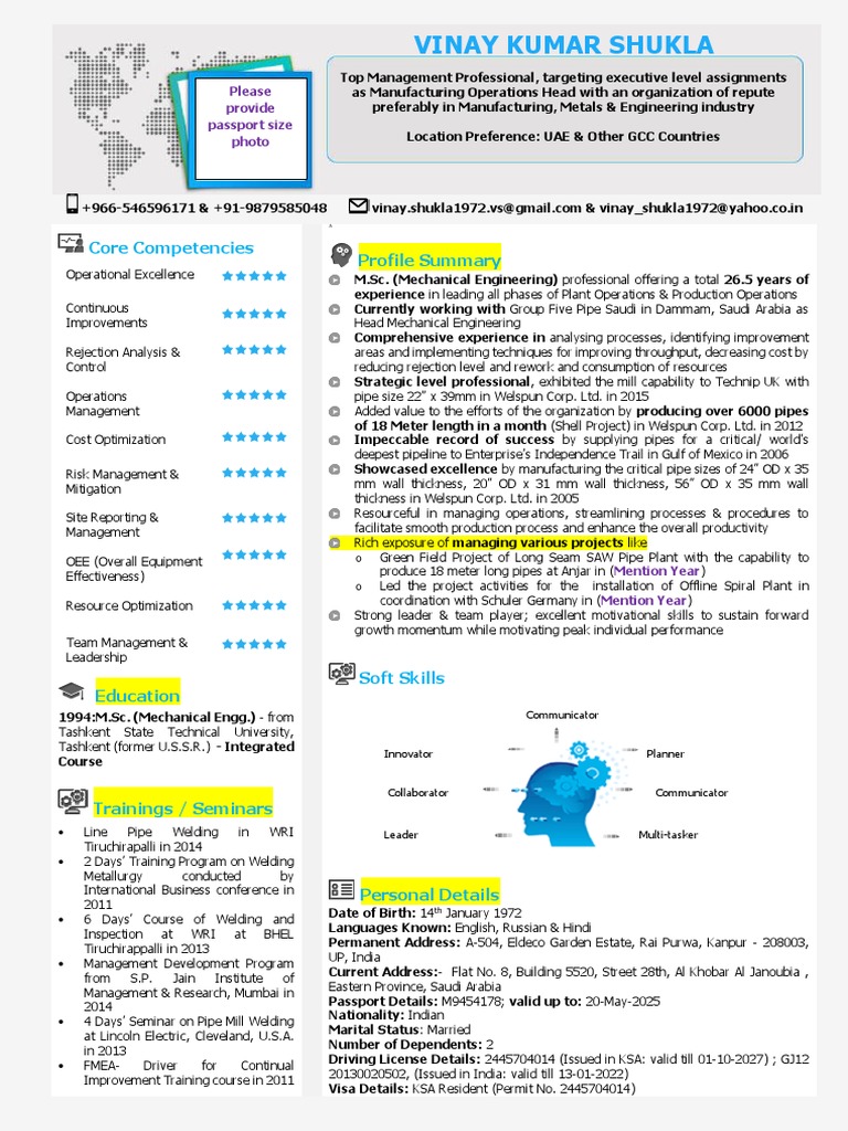 Vinay Kumar Shukla: Core Competencies Profile Summary | PDF