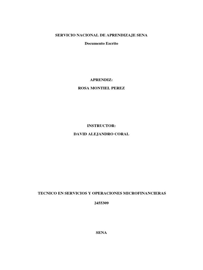 Servicio Nacional de Aprendizaje Sena Documento Escrito | PDF