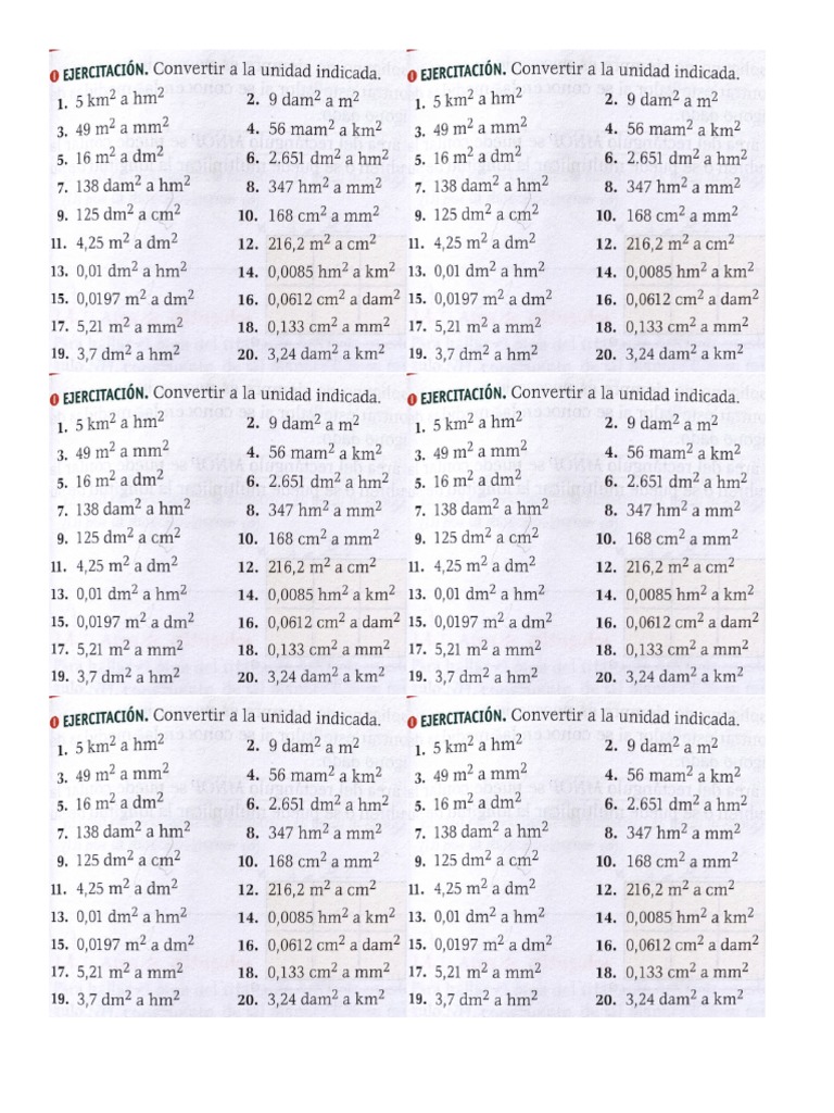 Ejercicios Conversion de Áreas | PDF