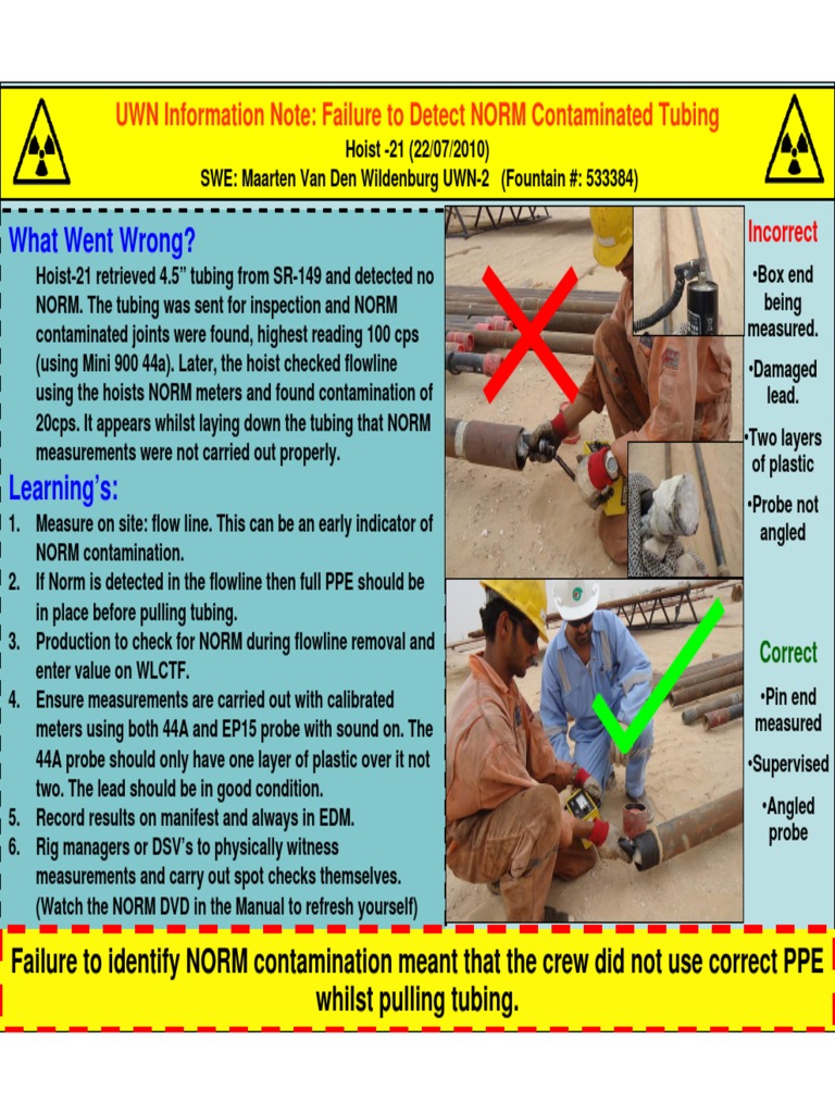 UWN Information Note: Failure To Detect NORM Contaminated Tubing | PDF