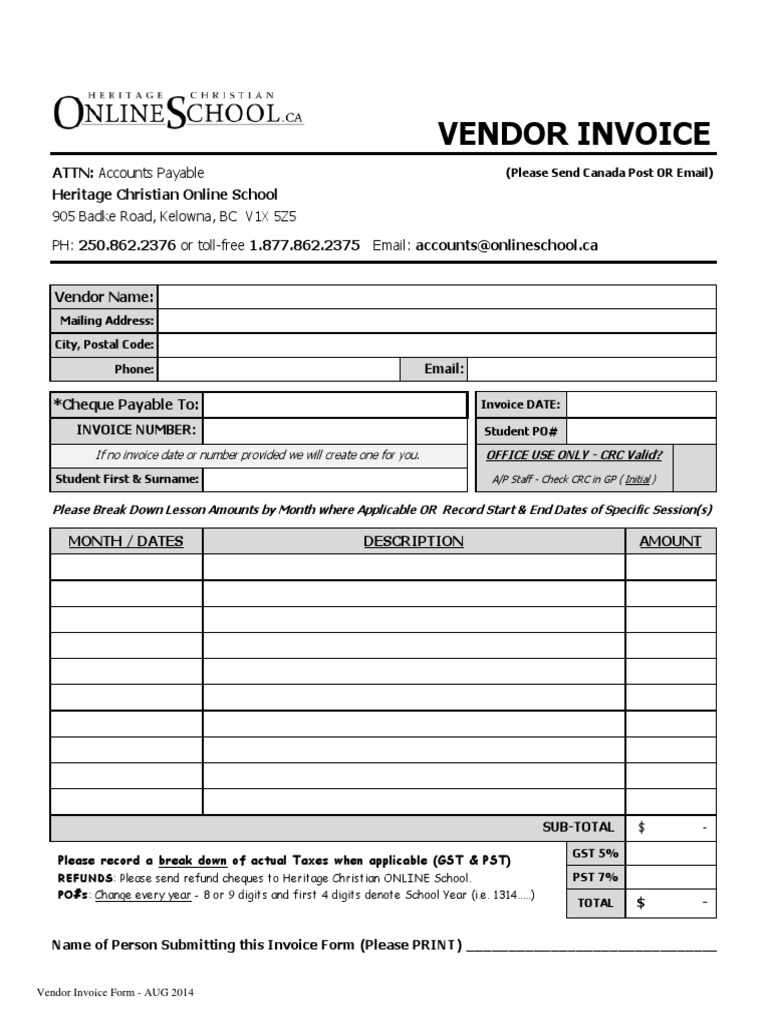 Sample Vendor Invoice in PDF Template-31316 | PDF