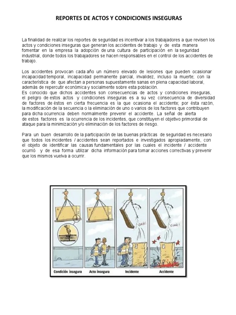 Reportes de Actos y Condiciones Inseguras | PDF
