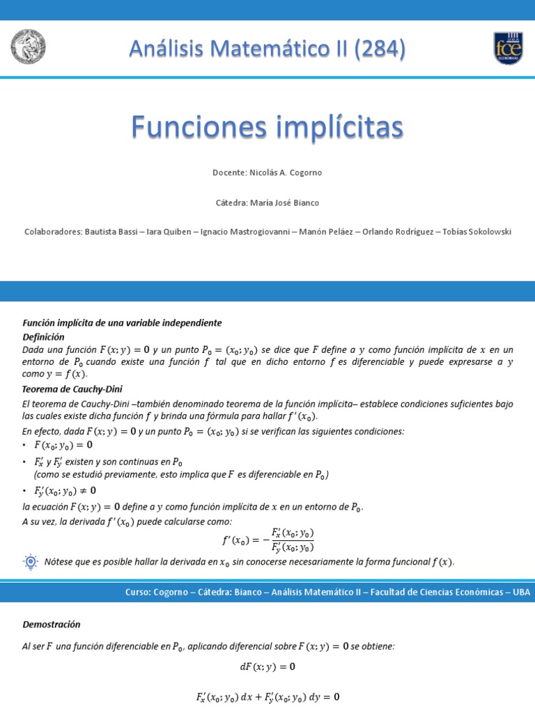 Teorema de la Función Implícita | PDF | Derivado | Función (Matemáticas)