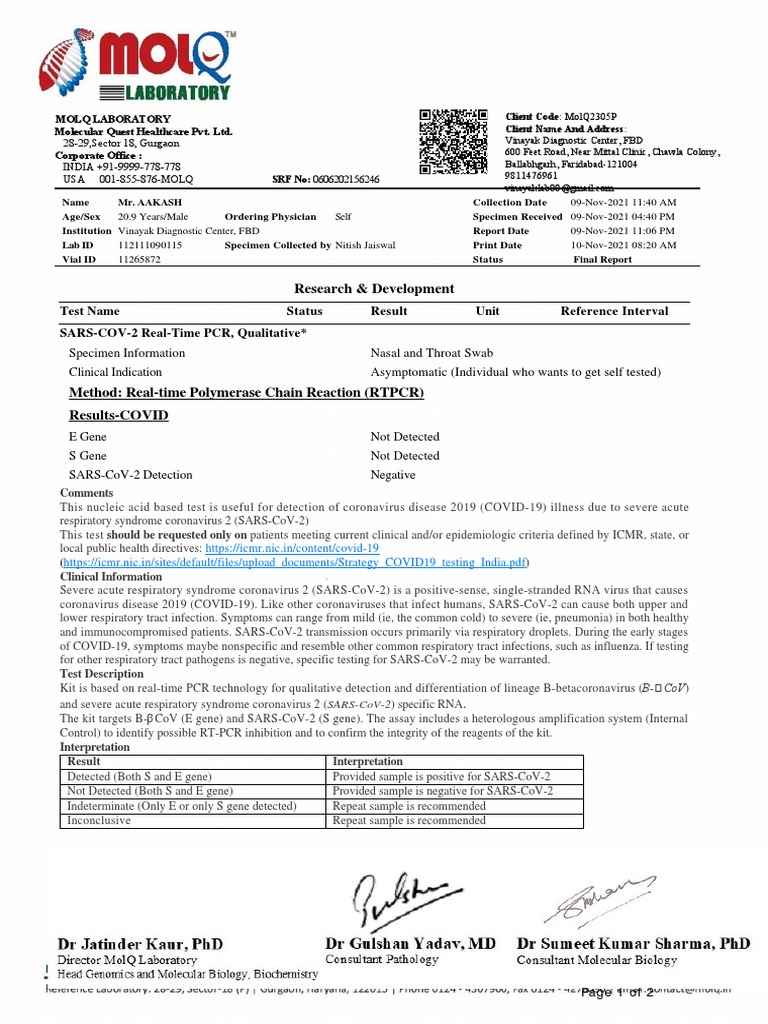 Research & Development: Test Name Status Result Unit Reference Interval ...