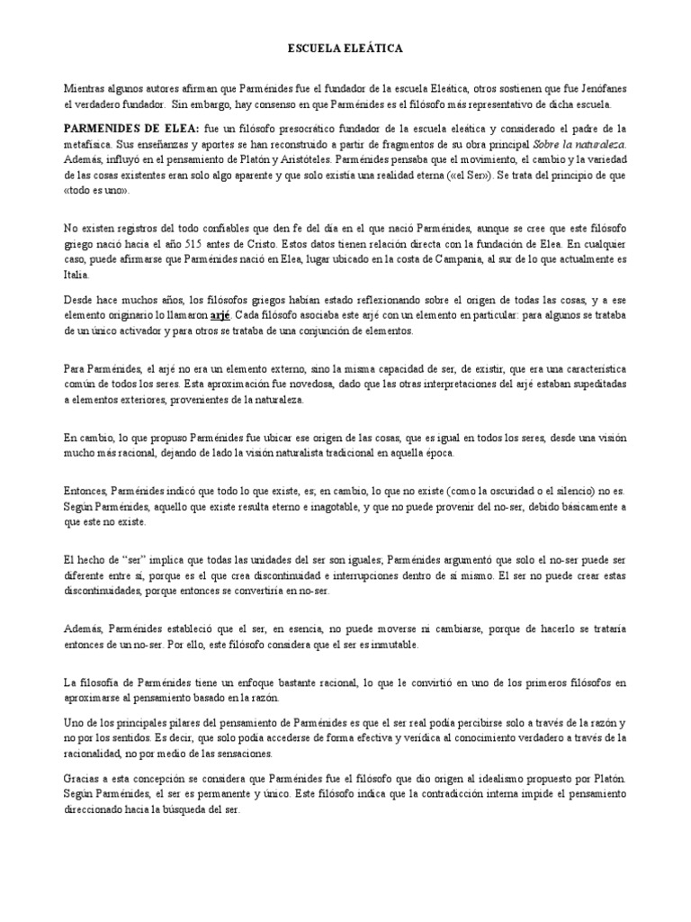 Parmenides de Elea | PDF | Platón | Filosofía griega antigua