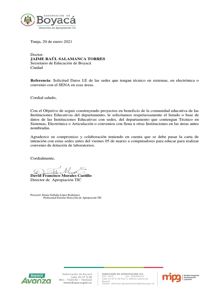 Oficio Solicitud Base de Datos | PDF | Hogar, jardinería y bricolaje | Informática