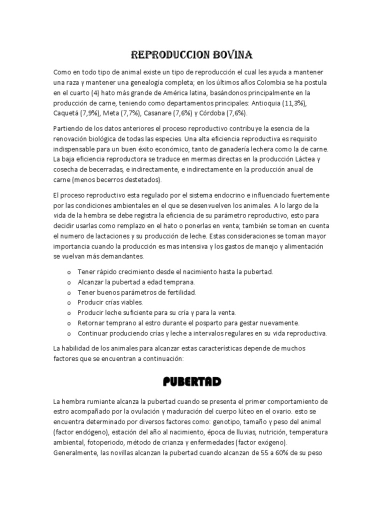 Reproduccion Bovina | PDF | Vacas | Ovario