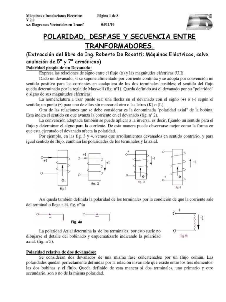 Diagramas Vectoriales de Transformadores | PDF | Corriente eléctrica ...