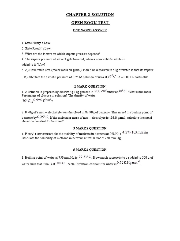 Solutions to Open Book Test on Solutions | PDF