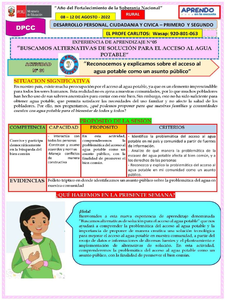 Experiencia de Aprendizaje 05 - Desarrollo Personal Ciudadania y Civica - Actividad 01 - 1ero y ...