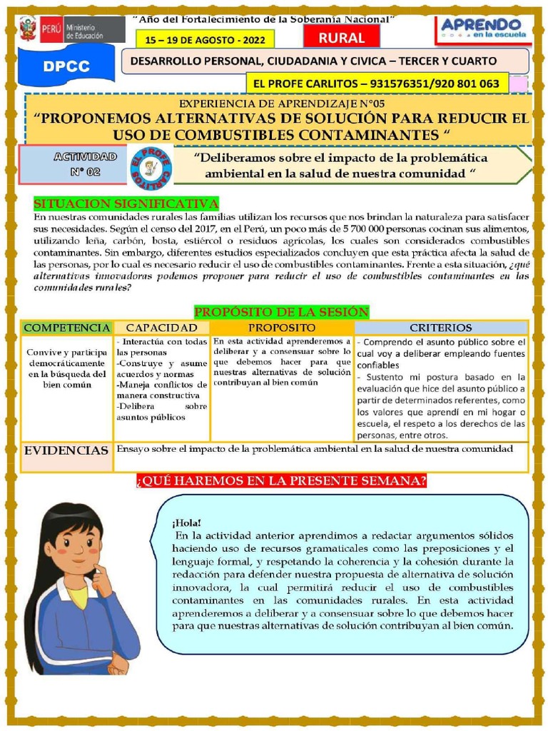Experiencia De Aprendizaje 05 Desarrollo Personal Ciudadania Y Civica