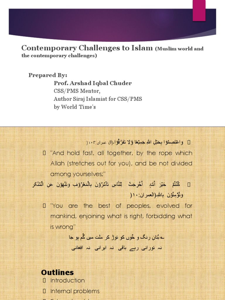 Contemporary Challenges To Islam: Prepared By: Prof. Arshad Iqbal ...