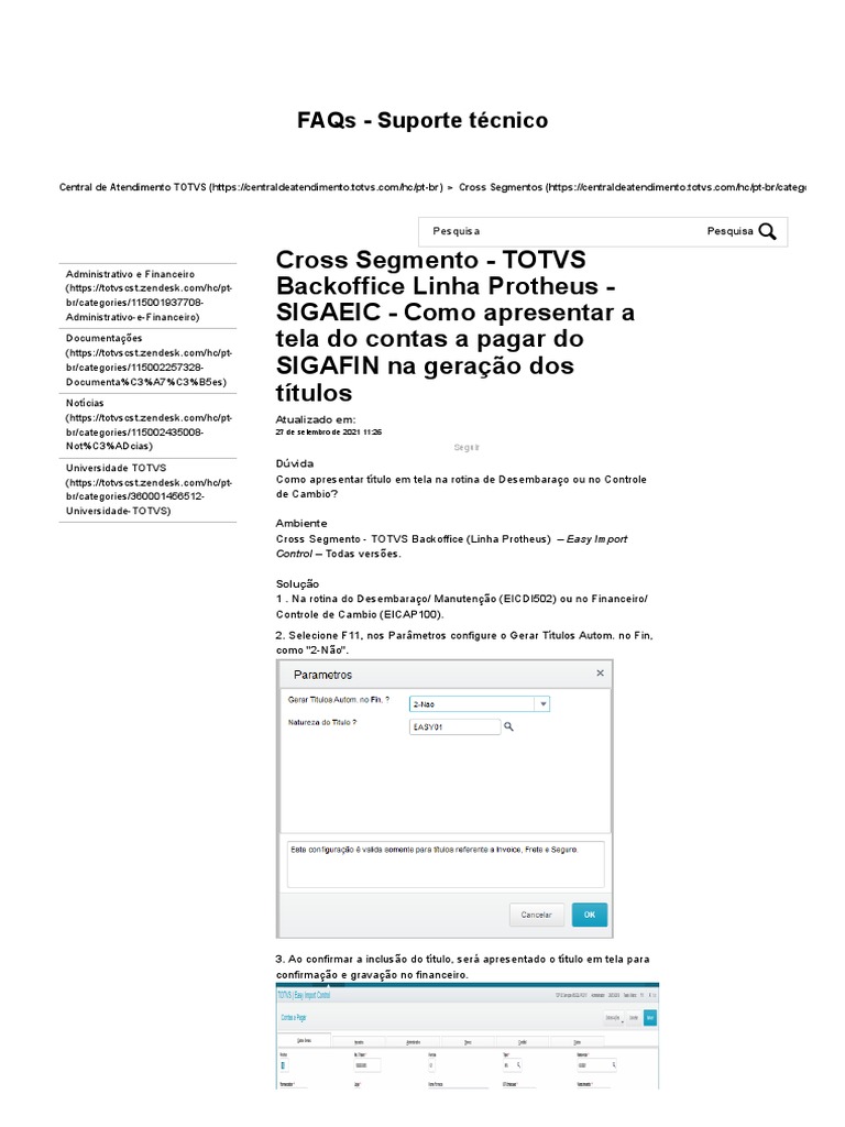Cross Segmento Totvs Backoffice Linha Protheus Sigaeic Como