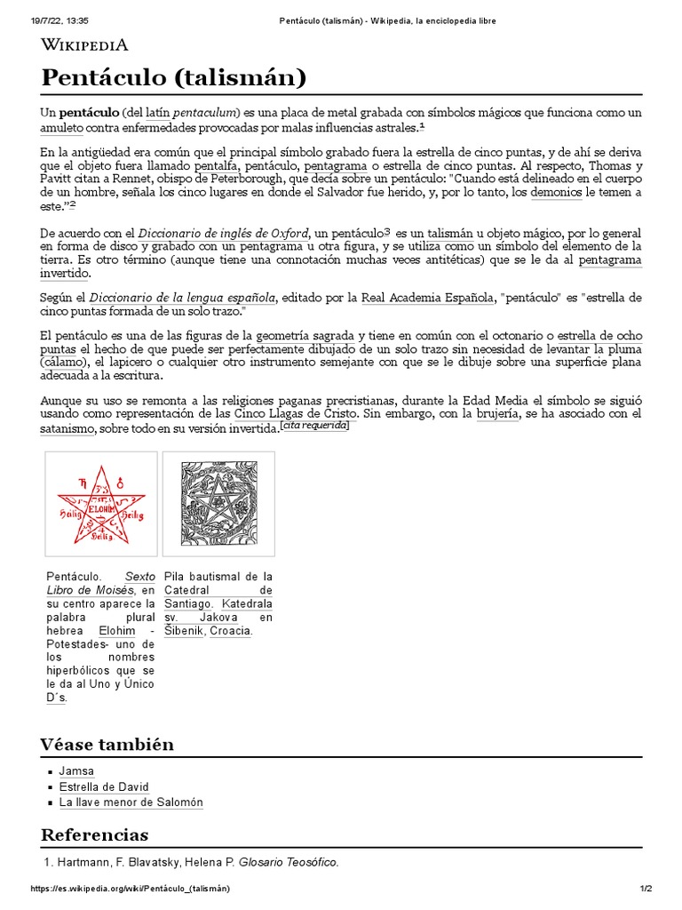 Pentáculo (Talismán) - Wikipedia, La Enciclopedia Libre | PDF