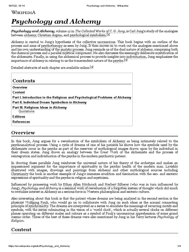 Psychology and Alchemy - Wikipedia | PDF | Psychology | Philosophical ...