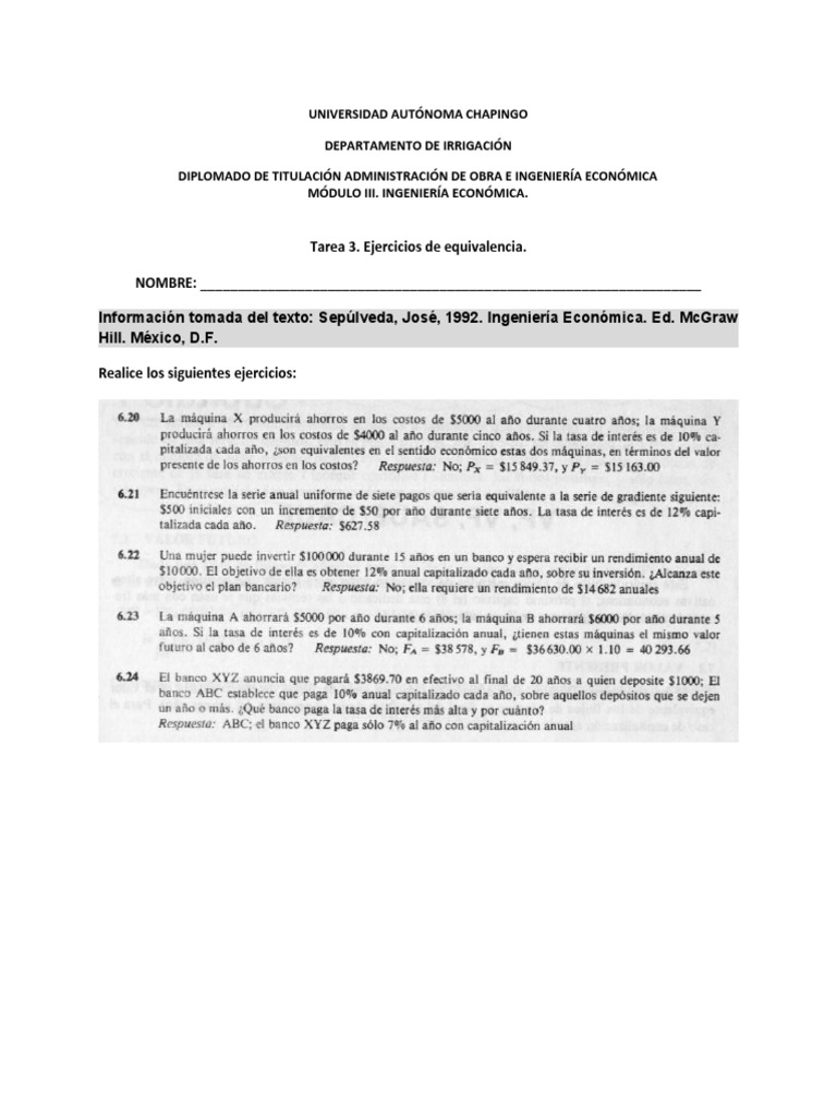 Tarea 3. Ejercicios de Equivalencia | PDF