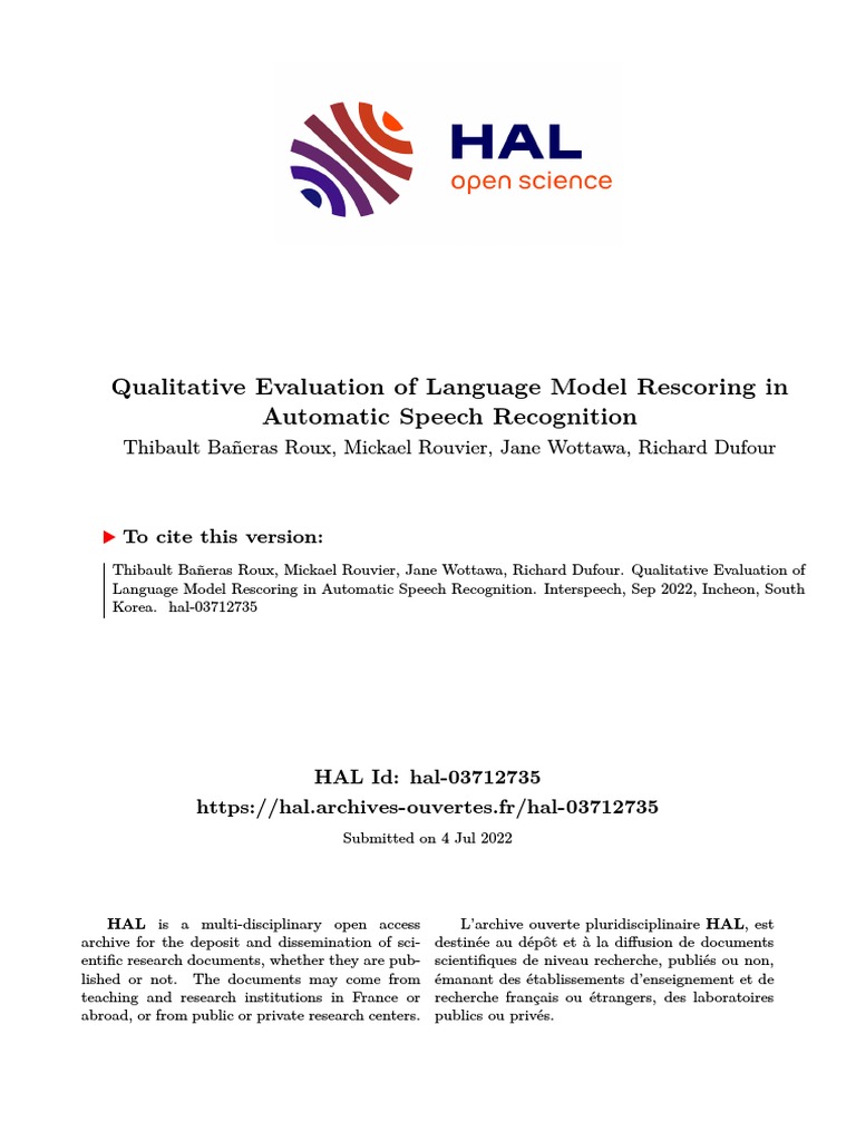 Thibault Roux InterSpeech 2022 v2 | PDF | Speech Recognition | Part Of ...