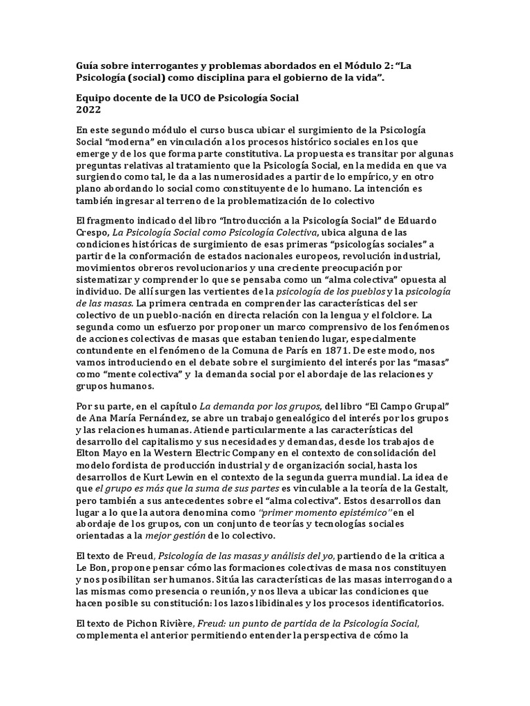 Guía Modulo 2 2022 | PDF | Sicología | Psicología Social