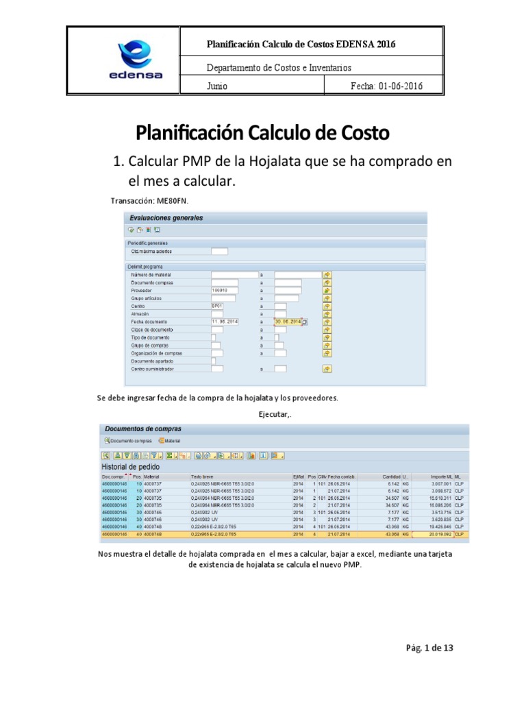 Planificación Calculo Del Costo Transacción CK40N | PDF | Informática