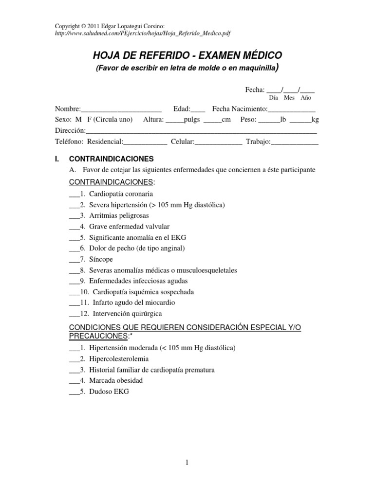 Hoja Referido Medico | PDF | Hipertensión | Medicina CLINICA