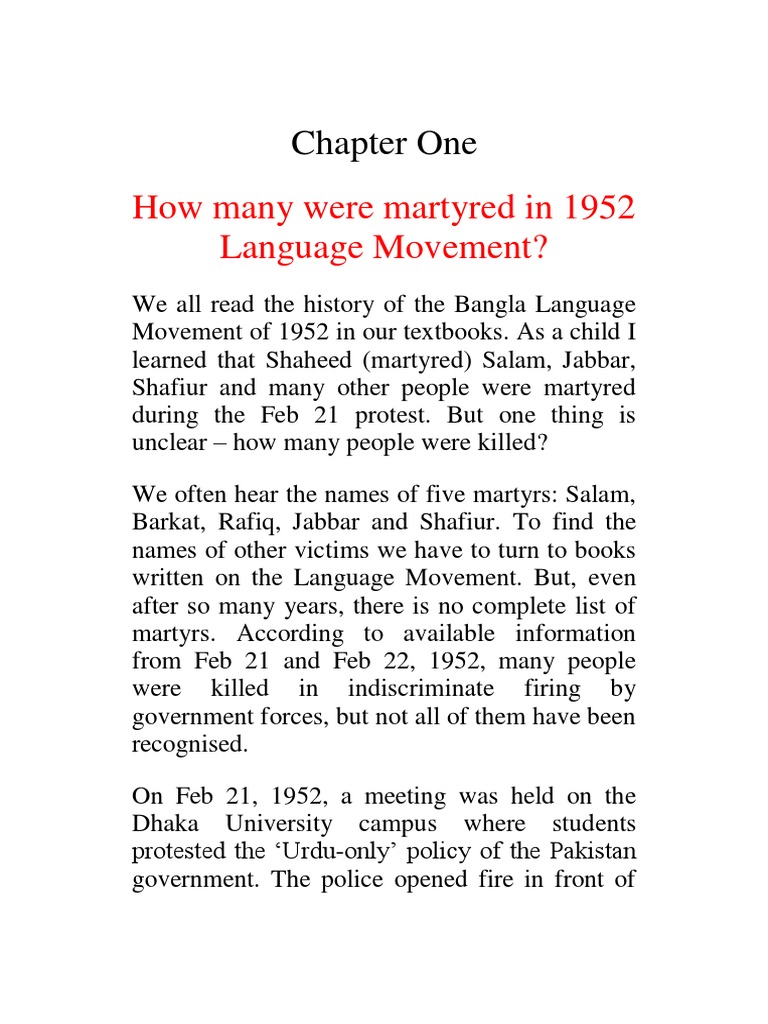 Martyrs of the 1952 Language Movement | PDF | Bangladesh
