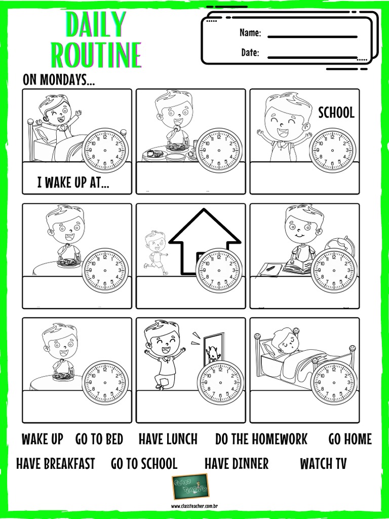 Daily Routine and Time-Telling Guide | PDF | Social Science