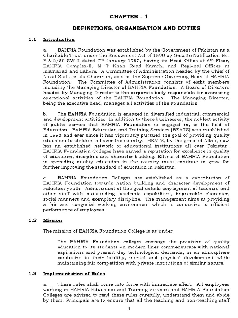 Chapter - 1 Definitions, Organisation and Duties: TH TH | PDF | Teachers | Evaluation