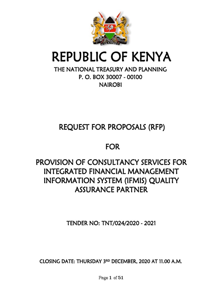 IFMIS Quality Assurance RFP Kenya | PDF | Databases | Consultant