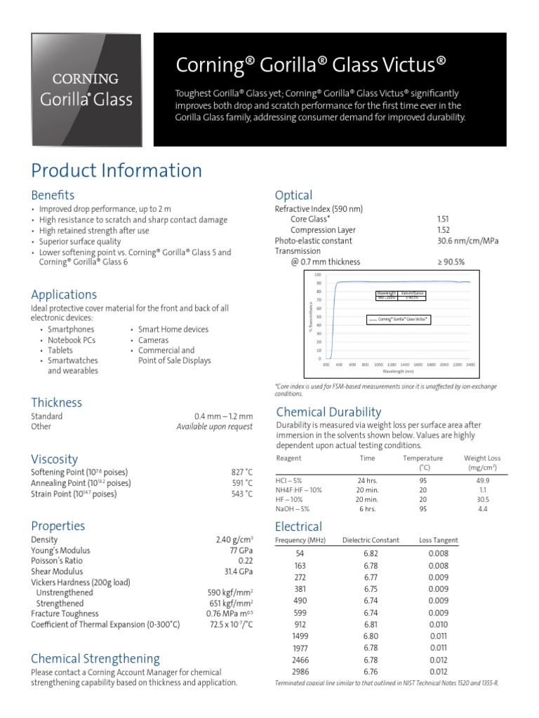 Gorilla Glass Victus PI Sheet | PDF | Glasses | Materials