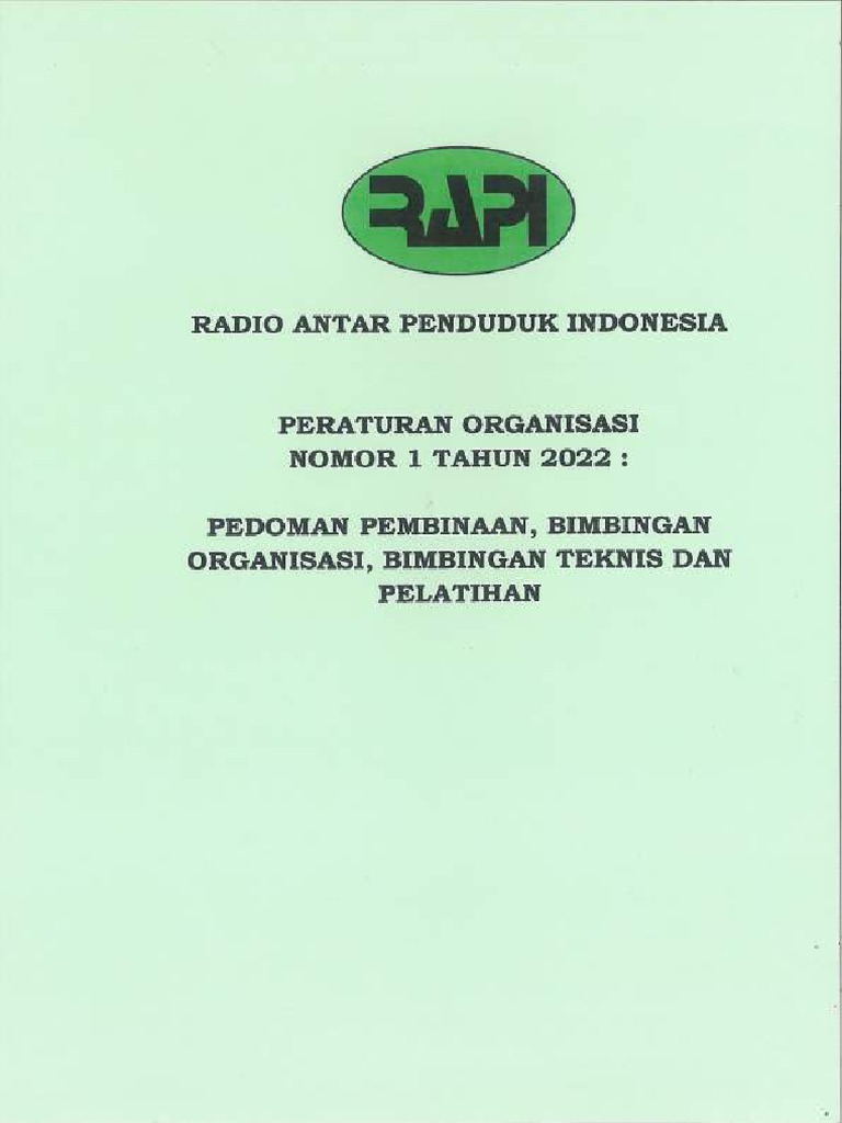 Peraturan Organisasi RAPI Tahun 2022 - Compressed Compres Full | PDF