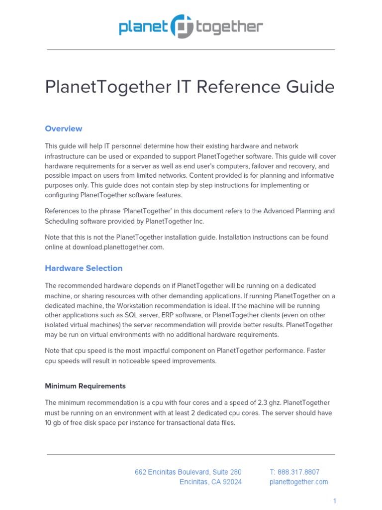 PlanetTogether IT Reference Guide | PDF | Server (Computing) | Computer ...