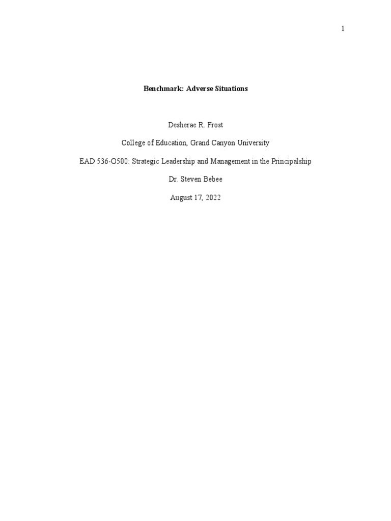 Benchmark Adverse Situations Pdf Crisis Management Leadership
