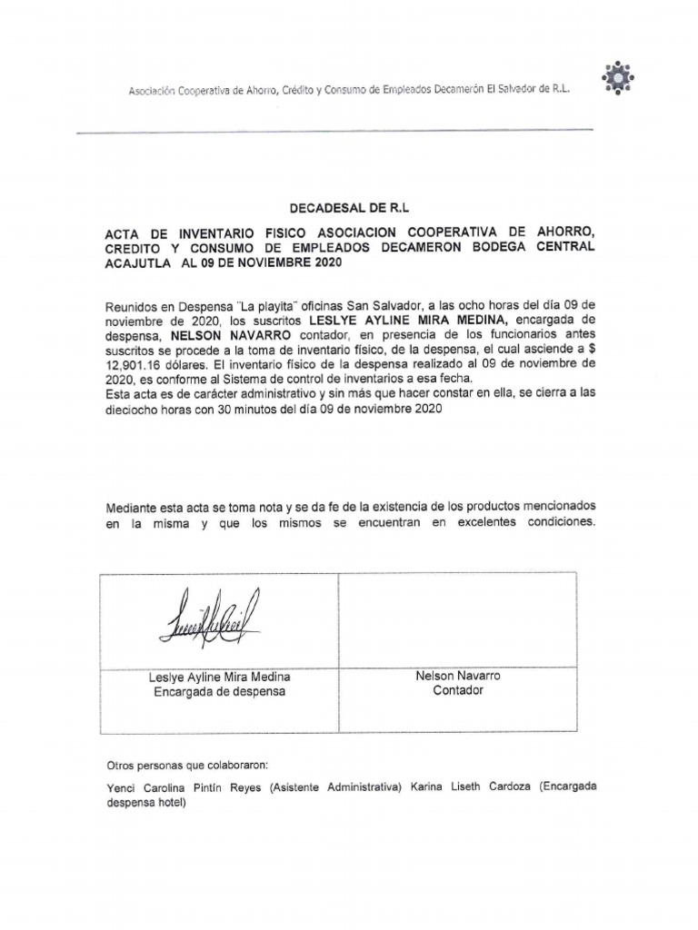 Acta de Inventario | PDF