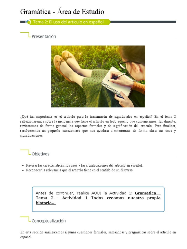 Tema 2. Gramática - Área de Estudio PDF | PDF | Adjetivo | Sustantivo