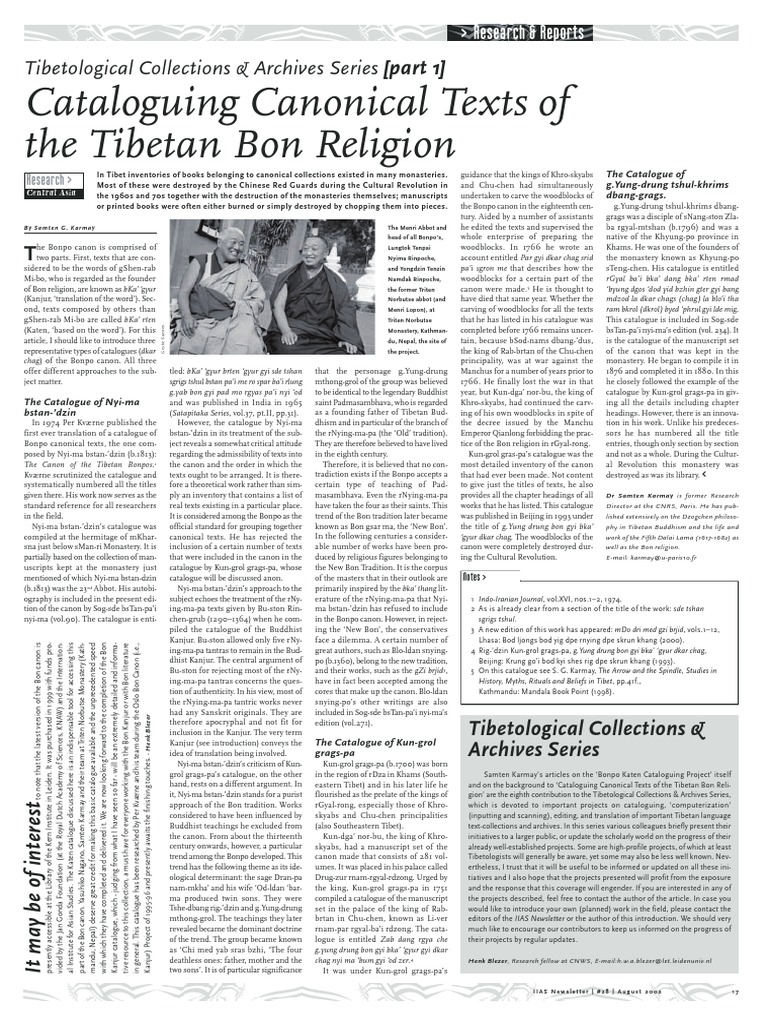 Cataloguing Canonical Texts of The Bönpo Tradition | PDF | Tibetan ...