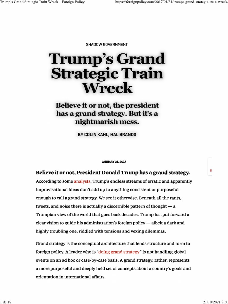 12.1 - Trump's Grand Strategic Train Wreck - Khal Brands | PDF | Trans Pacific Partnership ...