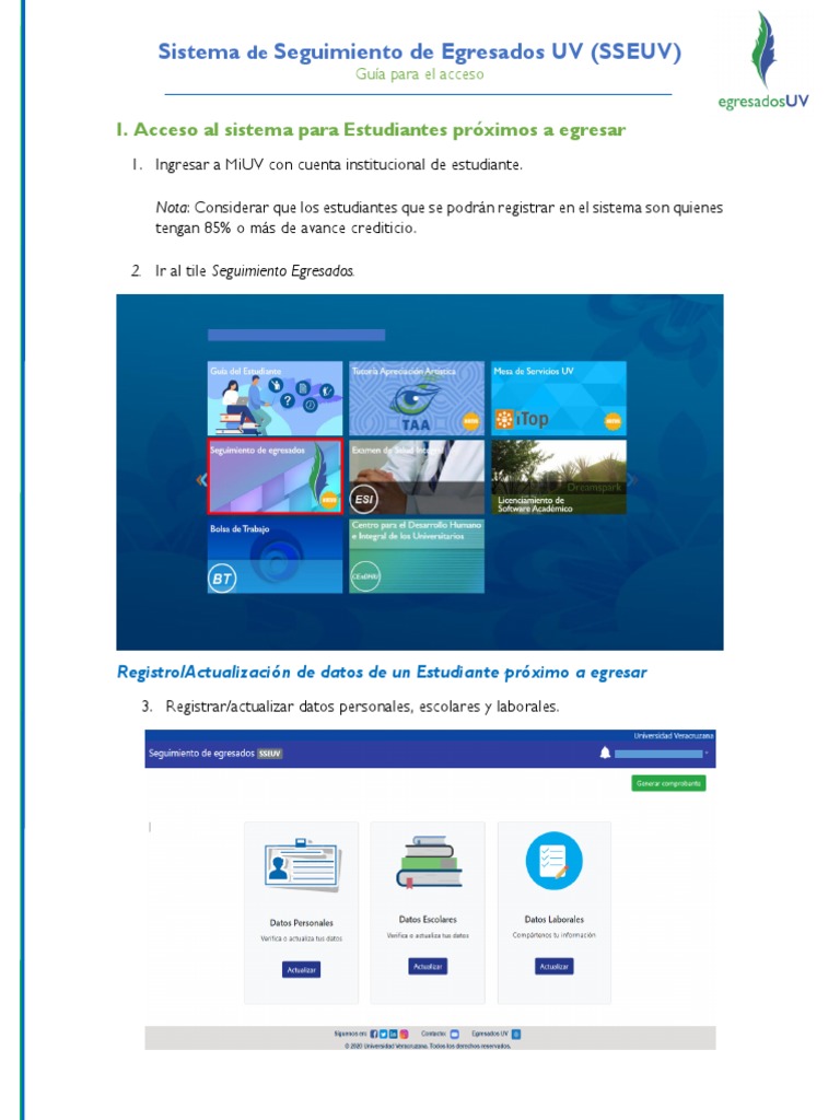 Guia para Acceso Al Sistema de Seguimiento de Egresados UV | PDF | Contraseña | Usuario ...