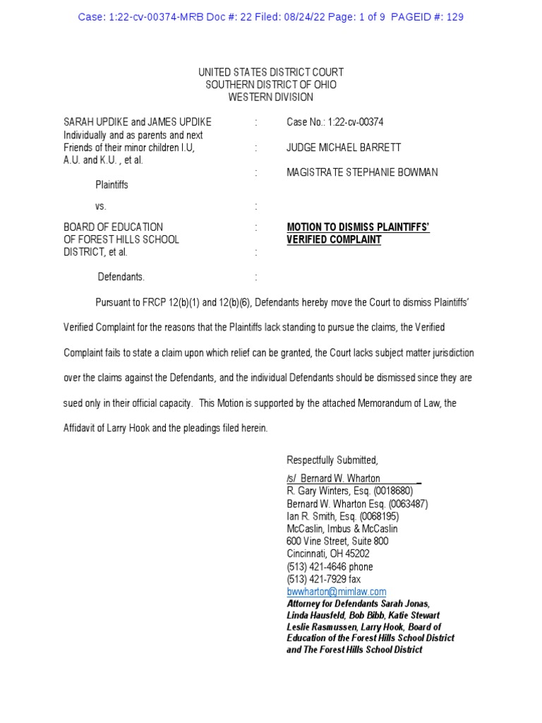 Forest Hills Motion To Dismiss | PDF | Standing (Law) | Federal Rules Of Civil Procedure