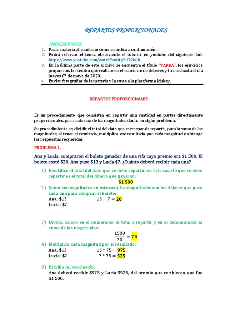 Repartos Proporcionales | PDF