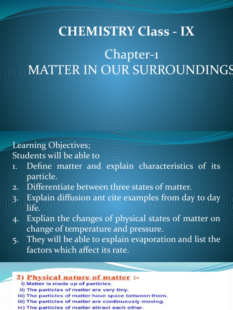 Chemistry Class - Ix: Chapter-1 Matter in Our Surroundings | PDF