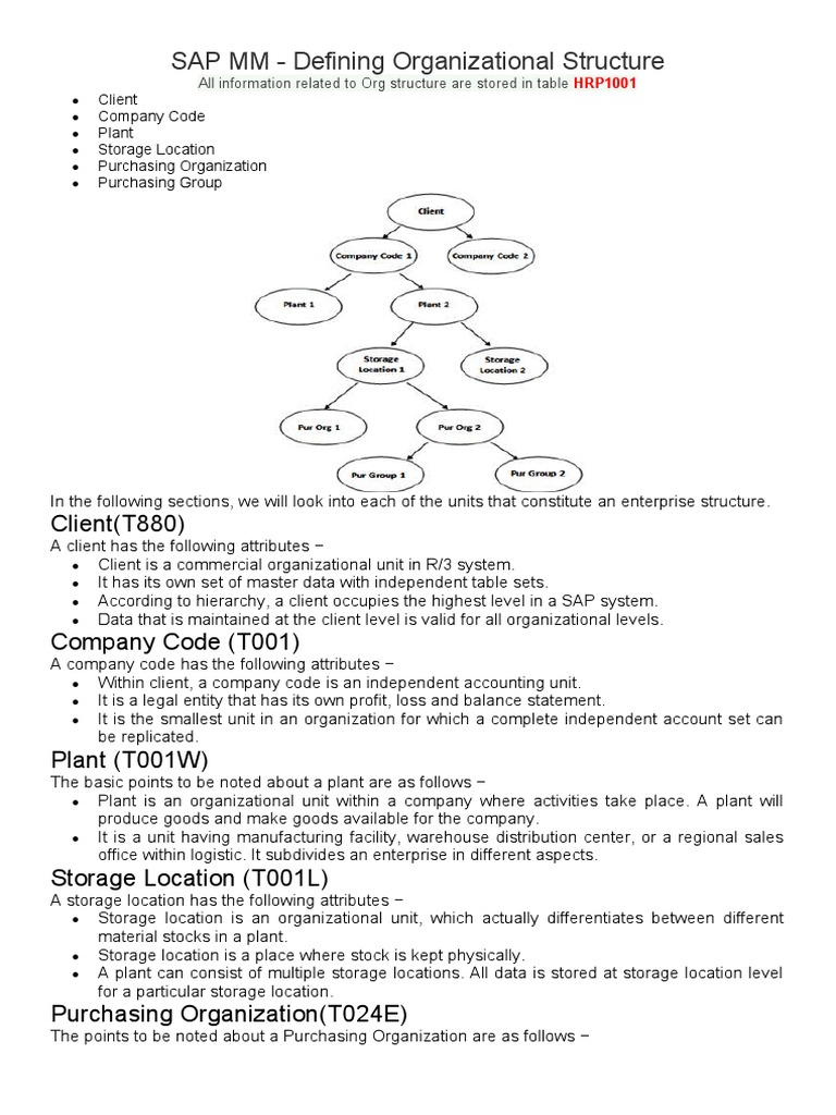 SAP MM - Defining Organizational Structure: Client (T880) | PDF ...