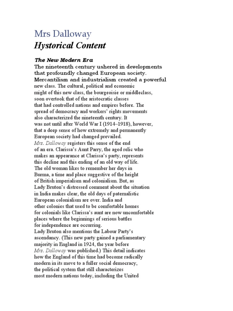 Context Istoric Mrs - Dalloway | Download Free PDF | Trench Warfare ...