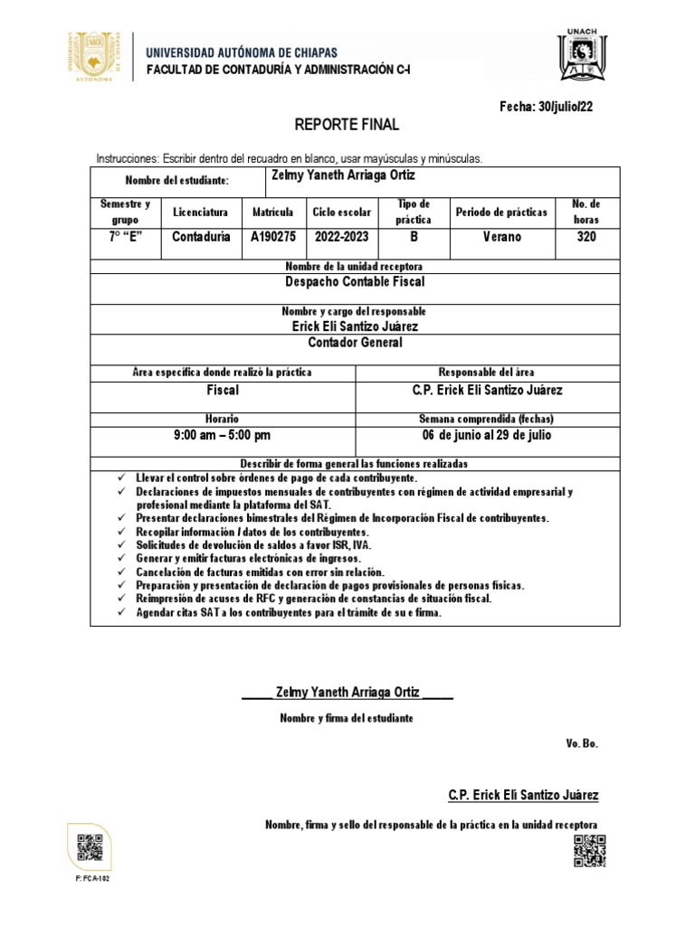 02 - FFCA-102 REPORTE FINAL Terminado | PDF | Contador | Business