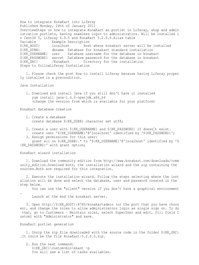 How To Integrate KonaKart Into Liferay | PDF | User (Computing) | Zip (File Format)