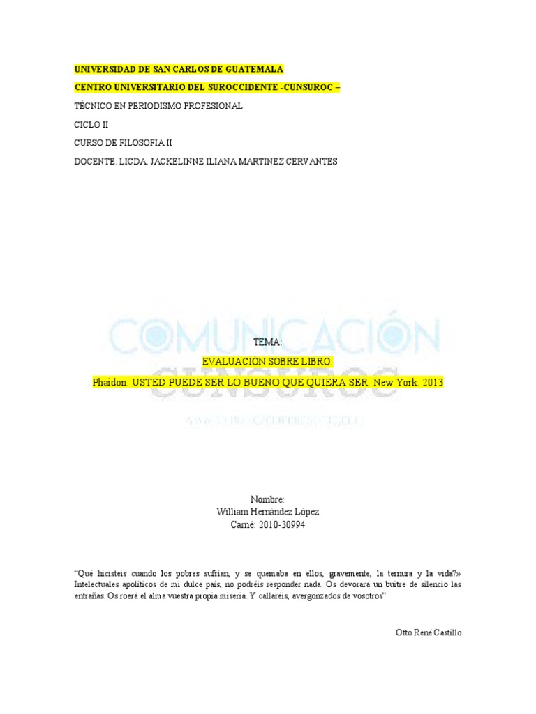 Trabajo Escrito Sobre El Libro No. 5 Usted Puede Ser Lo Bueno Que Quiera Ser Del Paul Arden ...