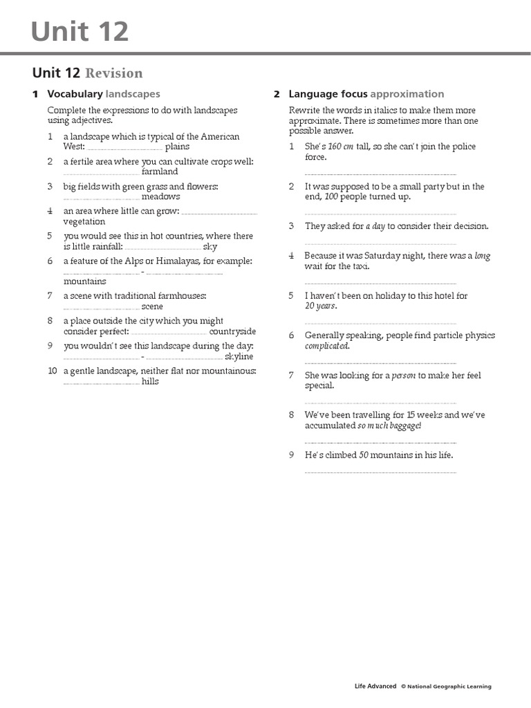 Adv U12 Revision | PDF | Landscape
